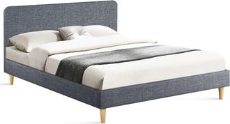 IDMarket Idmarket - Lit double scandinave balta avec tête de lit et sommier 160 x 200 cm tissu gris anthracite