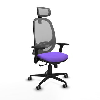 Piqueras y Crespo Stuhl mit Lendenwirbelst&uuml;tze mit 3D-Armlehnen und Kopfteil, h&ouml;henverstellbar und neigbar. Ausgestattet mit 3 Positionen und Schneideschaum. Grau/Lila