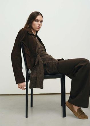 Mango Mocassins su&egrave;de d&eacute;tail en forme de masque marron moyen - Femme - 35 - MANGO