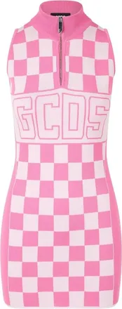 GCDS Gcds, Femme, Robes, Rose, Taille: 40 FR Robe courte &agrave; logo de marque et demi-zip