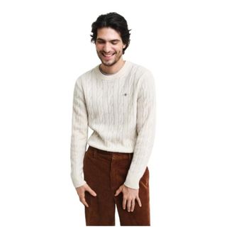 GANT lambswool cable c-neck - Taille: L-Couleur fournisseur: Cream - Homme - Pulls - Beige - Taille: XL