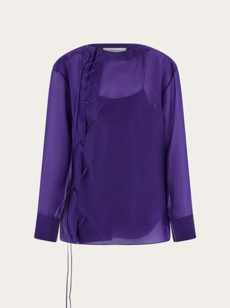 Ferragamo Damen Bluse aus Organza mit B&auml;ndern Violett