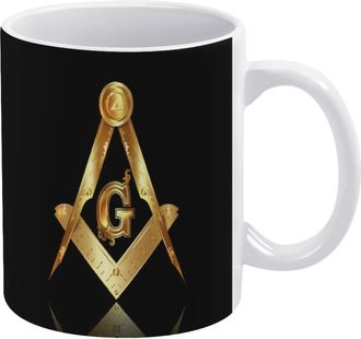 Generic Kaffeetassen Gold Freimaurer Freimaurerei Freimaurer, Keramik Kaffeetasse Mit Großem Henkel Keramik Tasse Für Freundin Frauen Muttertag 330Ml