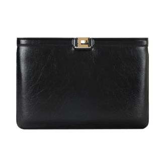 Elisabetta Franchi Femme, Sacs, Noir, Taille: ONE Size Metal Detail Clutch Bag