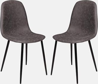Dmora Set mit 2 modernen St&uuml;hlen aus Kunstleder, f&uuml;r Esszimmer, K&uuml;che oder Wohnzimmer, 56x45h87 cm, graue Farbe