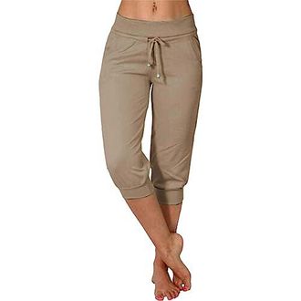 Generic Pantacourt pour Femme Pantalon D&Eacute;t&eacute; Femme de Sport Court Taille Haute Pantalon 3/4 de Surv&ecirc;tement Pantacourt D&eacute;contract&eacute; &Eacute;lastique Respirant de Joggin