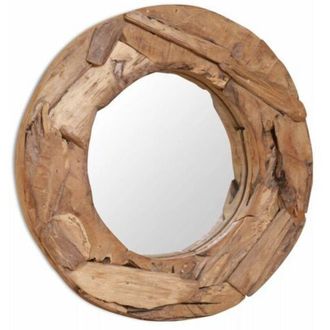 vidaXL Dekorativer Spiegel Teak 60 cm Rund vidaXL