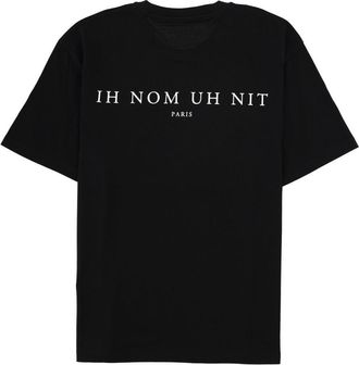 Ih Nom Uh Nit Newspaper Mask Print T-Shirt - Black