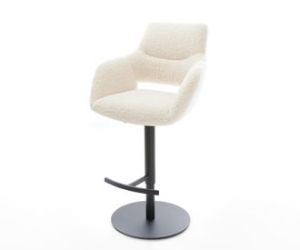 DELIFE Barstuhl Yago-Flex Teddystoff Beige Drehfu&szlig; h&ouml;henverstellbar Metall Schwarz Taschenfederkern, Barst&uuml;hle