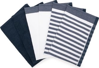 ROSS Exclusiv - 4 X Geschirr- 2 X Küchentuch im Set (Marine)