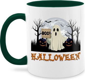 Shirtracer Tasse Tassen 325ml - Boo Geist Halloween | Spuk I Vollmond I Gruselig I Spooky - 325 ml - Dunkelgrün - halloween-tasse haloween outfits mug grusel hel