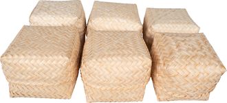 CCCollections Bambus-Sticky-Rice-Korb-Set - Handgefertigter, hitzebeständiger Korb mit Deckel für weichen Reis - Dämpfer-Set mit 4 Körben - Verschiedene Optionen fü