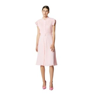 Silvian Heach Femme, Robes, Rose, Taille: 40 FR Robe midi pliss&eacute;e avec ceinture