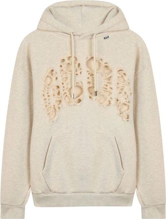 GCDS Gcds - SweaT-shirt &agrave; capuche logo laser - Homme - Sweatshirts et sweats &agrave; capuche - Beige - Taille: XL
