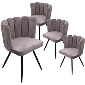 Altobuy Altobuy - charlotte - Lot de 4 Chaises Velours Gris