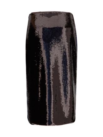 Tom Ford Womens Sequin Midi Ski Royal Blue + Brown Silk; Elastane Skirt