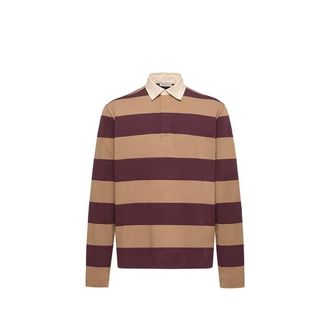Moncler Polo manches longues &agrave; rayures en coton m&eacute;lang&eacute;