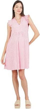 Attesa Maternity Sofia R-Maternity & Nursing Striped Dress with Ruffles Casual, Blanc, S Womens