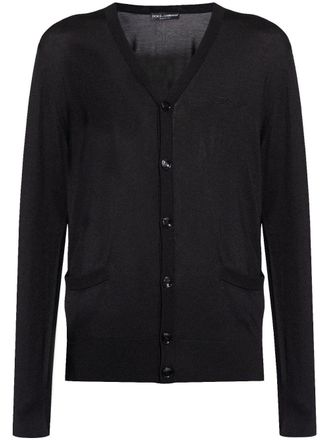 Dolce & Gabbana cardigan à logo brodé - Noir