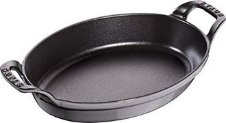 Staub Plat Empilable en Fonte, Ovale, Ø 24 cm, 1 L, Gris Graphite