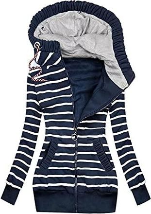 Generic Veste pelucheuse pour femme, haut en polaire pelucheuse pour femme, sweat-shirt imprim&eacute; ray&eacute;, chemisier ample &agrave; fermeture &eacute;clair, manteau en peluche p