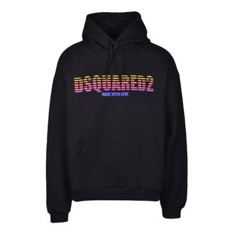 Dsquared2 Homme, Sweatshirts et sweats &agrave; capuche, Noir, Taille: M Cotton Sweat &agrave; capuche