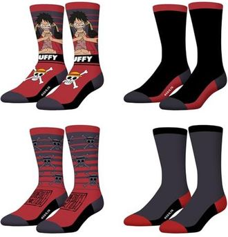 Freegun Chaussette Homme One Piece, Chaussettes Homme Fantaisie (Lot de 4), Rouge Taille 39/42