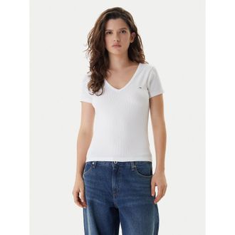 Tommy Jeans T-Shirt Essential DW0DW17385 Weiß Slim Fit