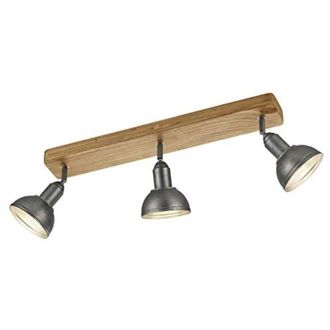 Trio Delhi 3 spot petit e14 attaque en bois et m&Eacute;tal couleur antique nikel 803400367