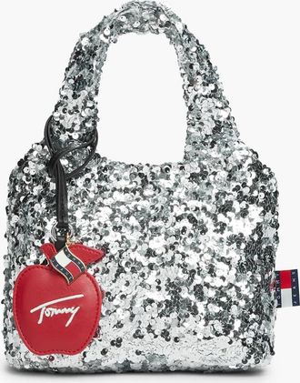 Tommy Jeans sac cabas &agrave; logo en sequins avec breloque argent&eacute;-Gris