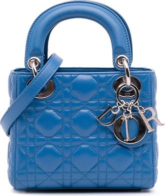 Dior Hobo Bags - Mini Lambskin Cannage Lady Dior - Gr. unisize - in Blau - für Damen
