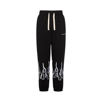 Vision Of Super Schwarze Hose mit wei&szlig;en bestickten Flammen - - Trousers - Herren - Schwarzk - S