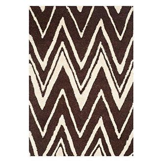 Safavieh Tapis Moderne Pour Salon, Salle à manger, Chambre à coucher - Cambridge Collection, Tapis à poil court, Marron et Ivoire, 91 X 152 cm