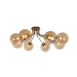 Luce-Ambiente-Design Honey ceiling light in Brass Metal With Eight Champagne Glass Diffusers