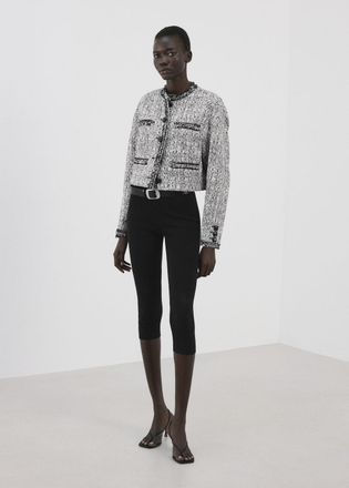 Mango Veste tweed bords effiloch&eacute;s noir - Femme - XS - MANGO