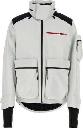 Prada doudoune à logo appliqué - Tons neutres