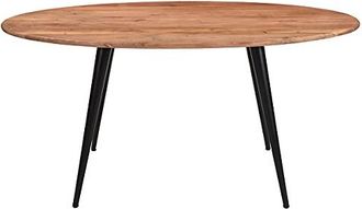 Miliboo Table à Manger Ovale en Bois Massif et métal Noir L160 cm OBALI