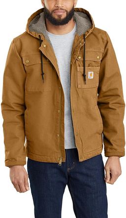 Carhartt Work in Progress Herren, Lockere Arbeitsjacke aus ausgewaschenem Segelleinen mit Sherpa-Futter, Carhartt Braun, XXL