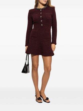Self Portrait Crystal-Embellished Dress - Burgundy
