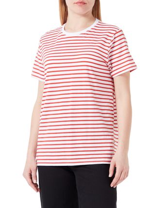 LTB Jeans Damen Demaga T-Shirt, White Aura Orange St 13576, M