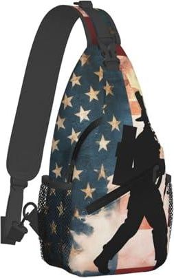Generic Durable Sacoche Homme Bandouliere Drapeau am&eacute;ricain r&eacute;tro Thin Blue Line Sacs Poitrine Mode Cross Body pour Homme Cyclisme Camping