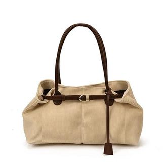 Generic Sac fourre-tout en velours c&ocirc;tel&eacute;, ceinture, sous les bras, pour femmes, au quotidien (blanc)