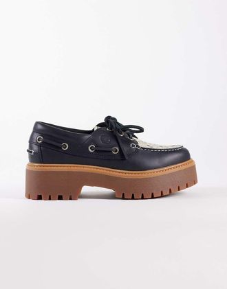 Timberland Stone Street - Bootsschuhe aus Wildleder mit Schlangenmuster, Plateausohle und 3 &Ouml;sen-Brown