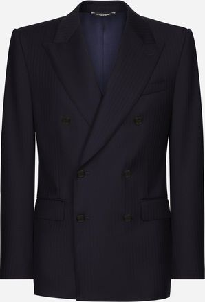 Dolce & Gabbana Zweireihige Jacke Sicilia Aus Wolle - Mann Anzüge Und Blazer Blau 48