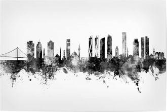 artboxONE Poster 75x50 cm St&auml;dte Izmir T&uuml;rkei Skyline Schwarz - Bild Izmir Izmir malerei