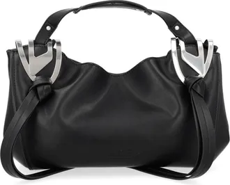 Diesel Womens Top Handle Bag Knot-D Black Calf Leather Shoulder