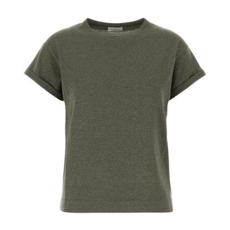 Brunello Cucinelli M41810000 Kurzarm-T-Shirt - - Knitwear - Damen - Gr&uuml;n - L