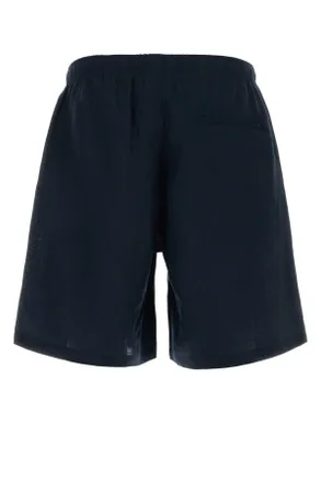 Cellar Door Mens Navy Blue Linen Jago Bermuda Shorts Exterior: Pantaloni Trousers
