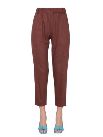 Alysi Virgin Wool Blend Trousers - Brown