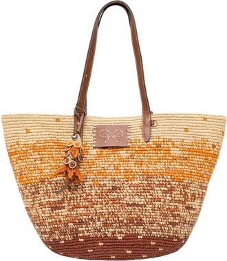 Anya Hindmarch Femme, Sacs, Multicolore, Taille: ONE Size Raffia D&eacute;grad&eacute; Large Round Basket